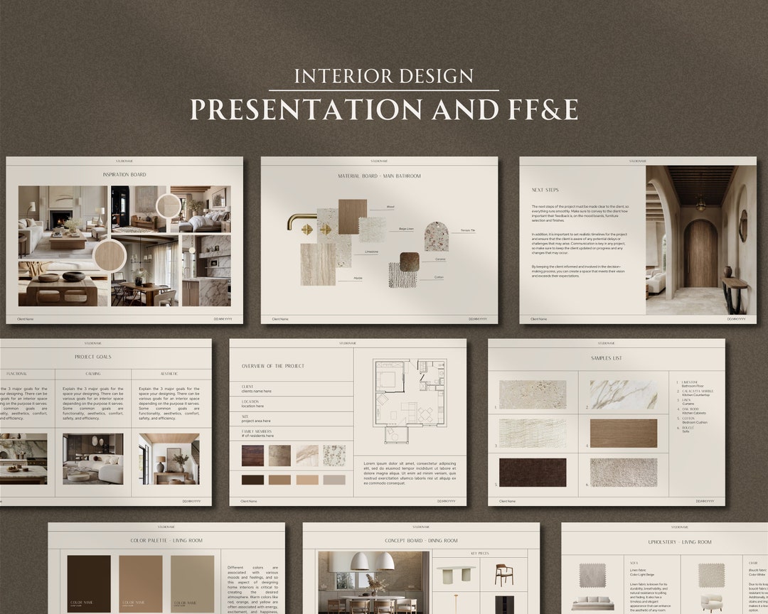 Interior Design Presentation Template and FF&E Schedule Bundle ...