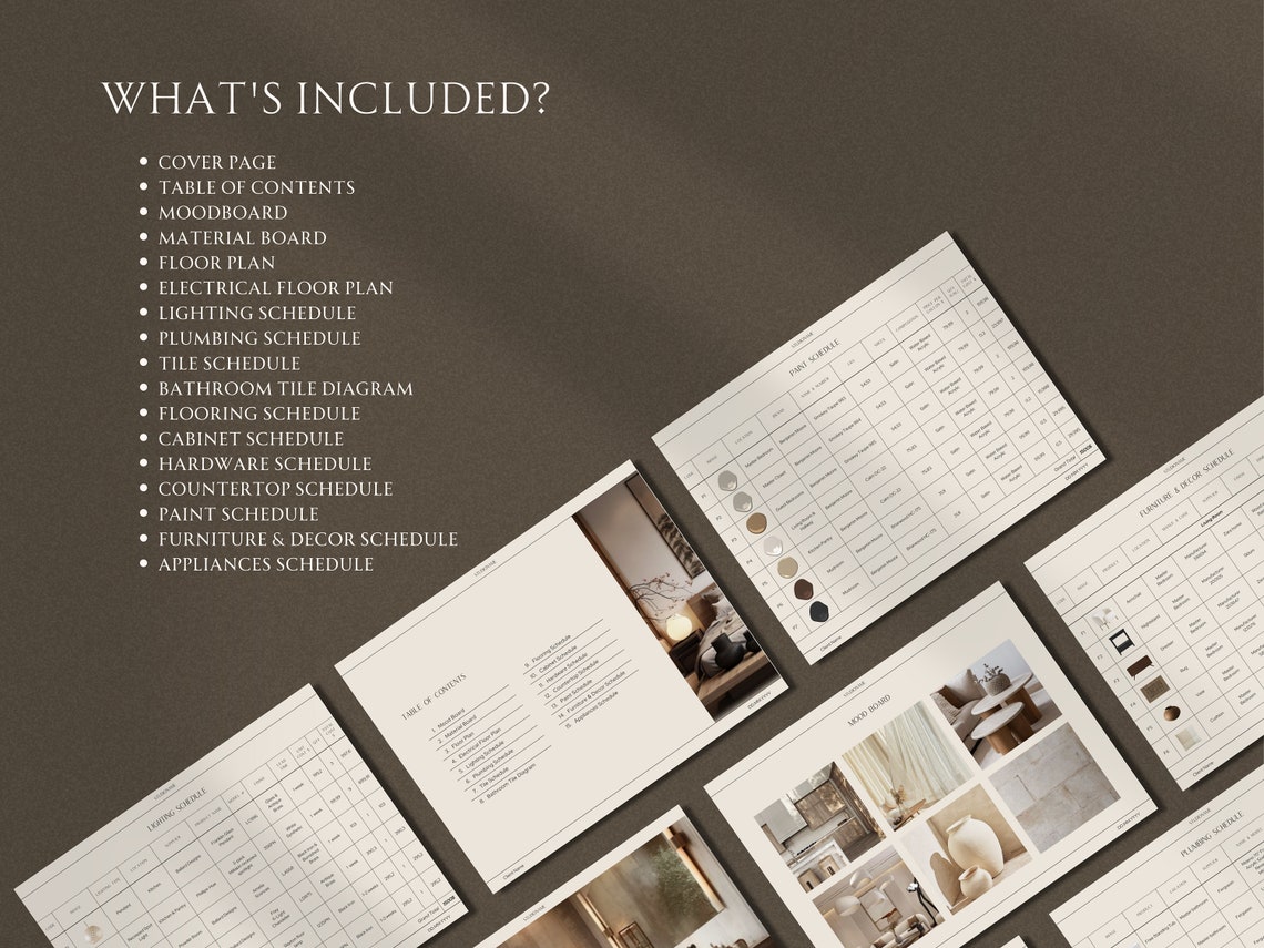 FF&E Schedule Interior Design Furniture, Fixtures and Finishes Schedule ...