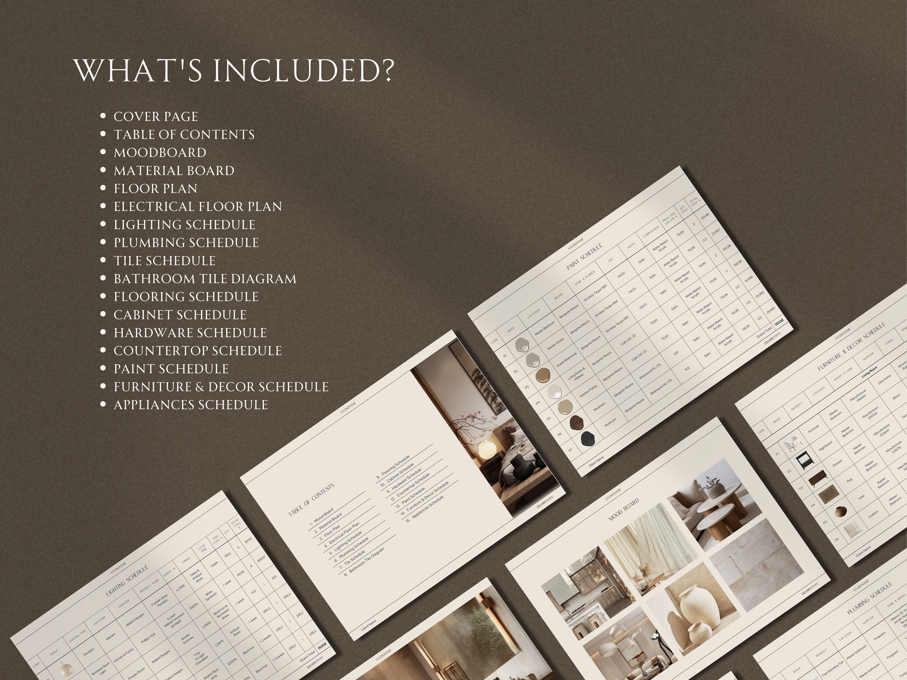 FF&E Schedule Interior Design Furniture, Fixtures and Finishes Schedule ...