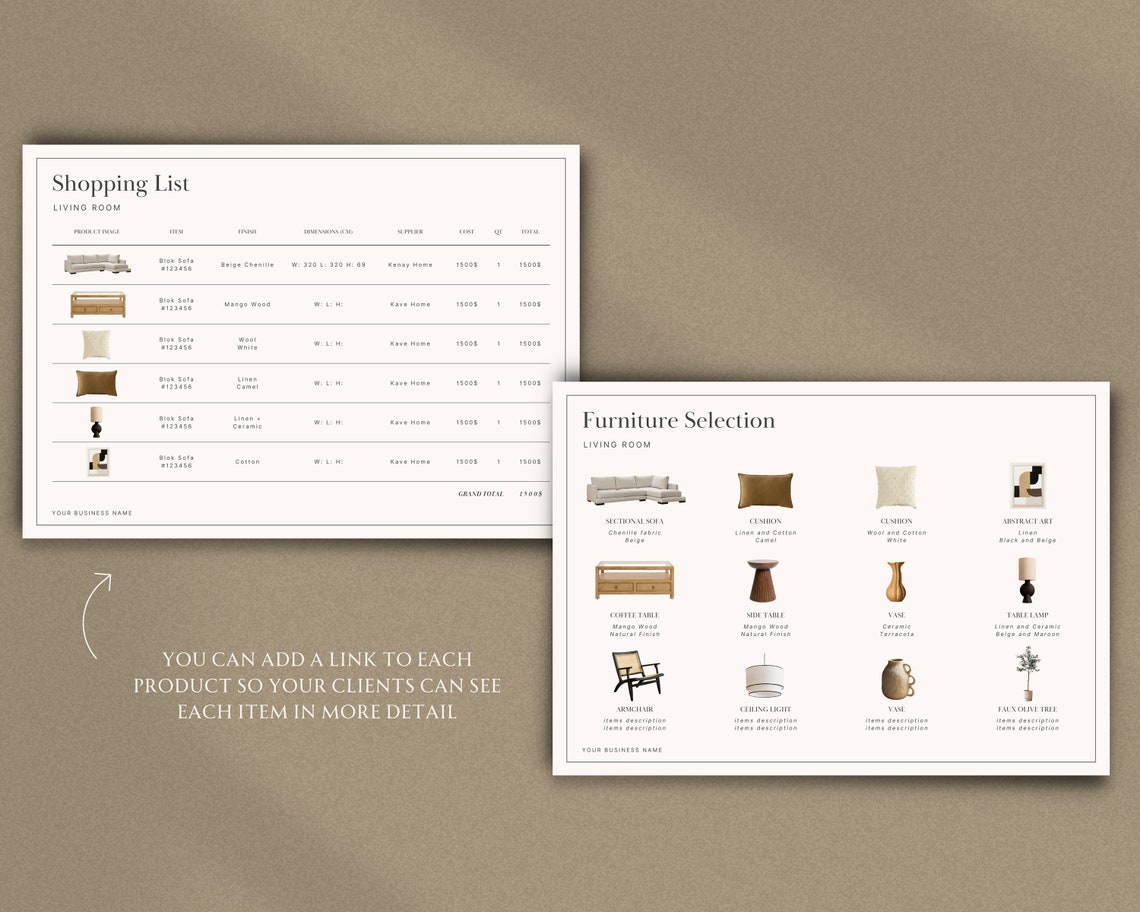 Interior Design Client Presentation and FF&E Schedule Bundle Interior ...