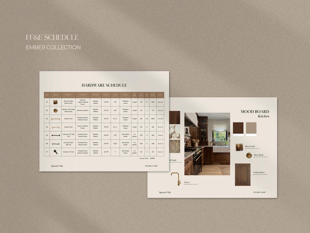 Interior Design FF&E Template | FFE Schedule | Interior Design Mood ...