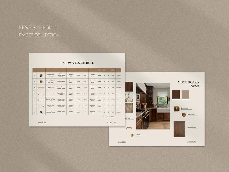 Interior Design FF&E Template | FFE Schedule | Interior Design Mood ...