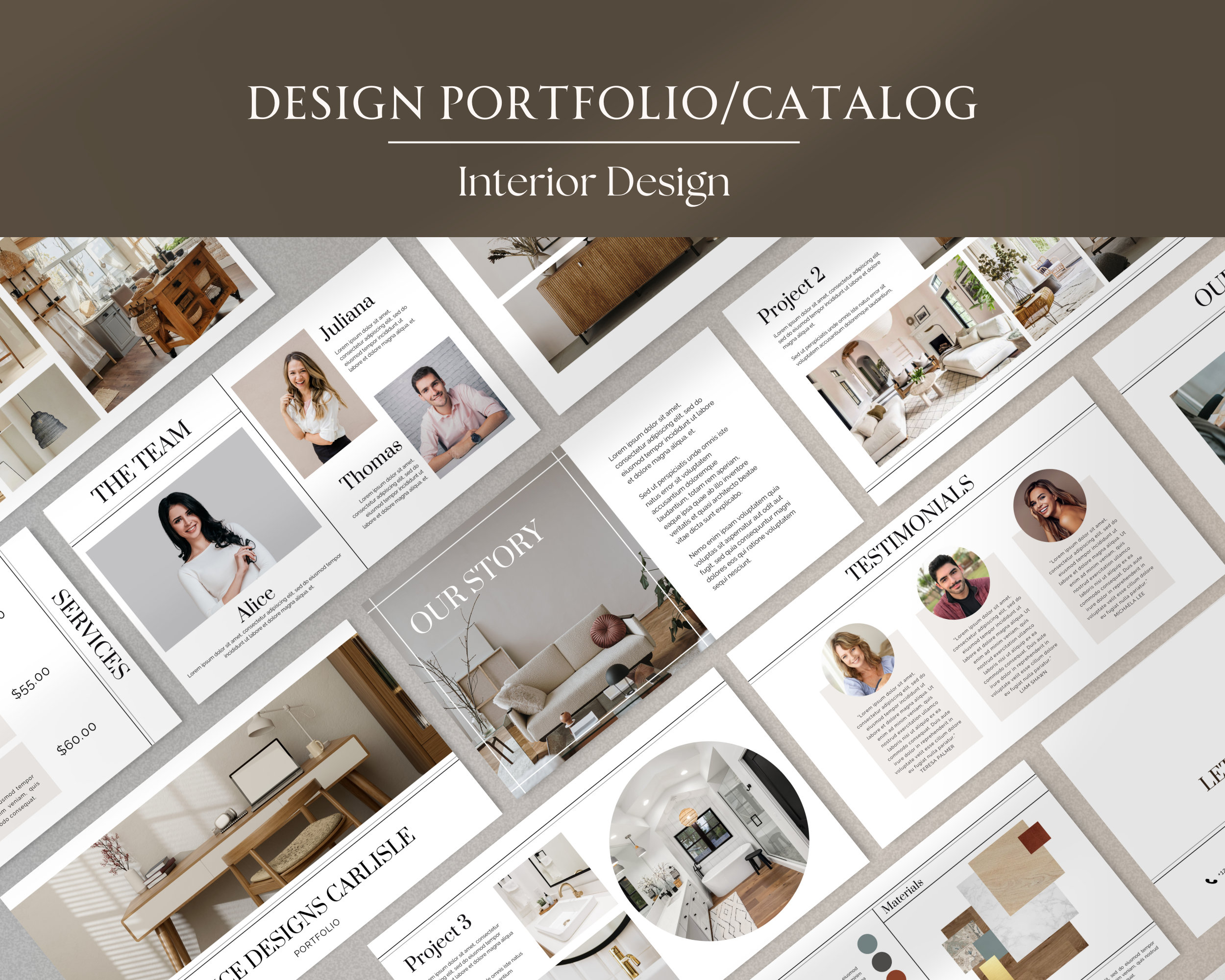 Interior Design Portfolio Canva Template Modern Design - Etsy