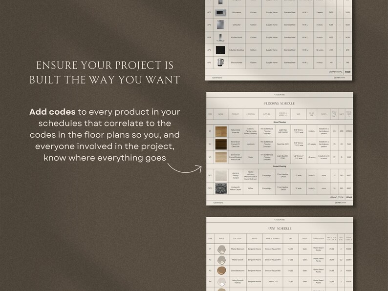 FF&E Schedule Interior Design Furniture, Fixtures and Finishes Schedule ...