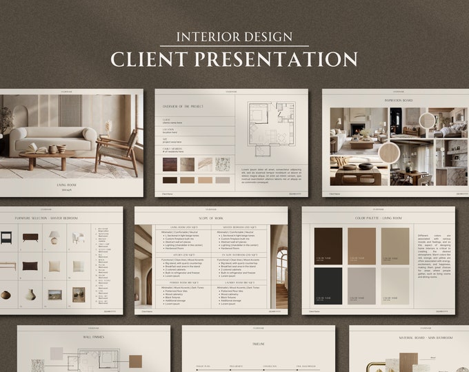 Interior Design Presentation Template, Concept Mood Board Template for ...