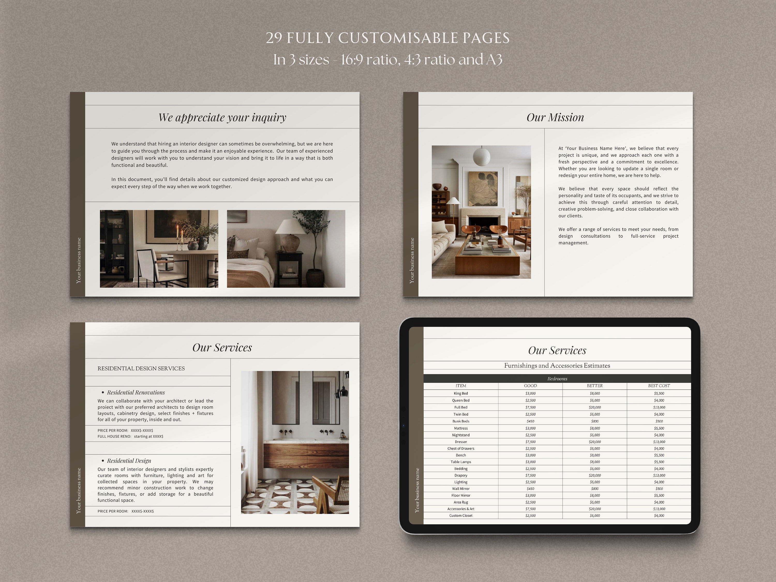 Interior Design Investment Guide Template | Interior Design Services ...