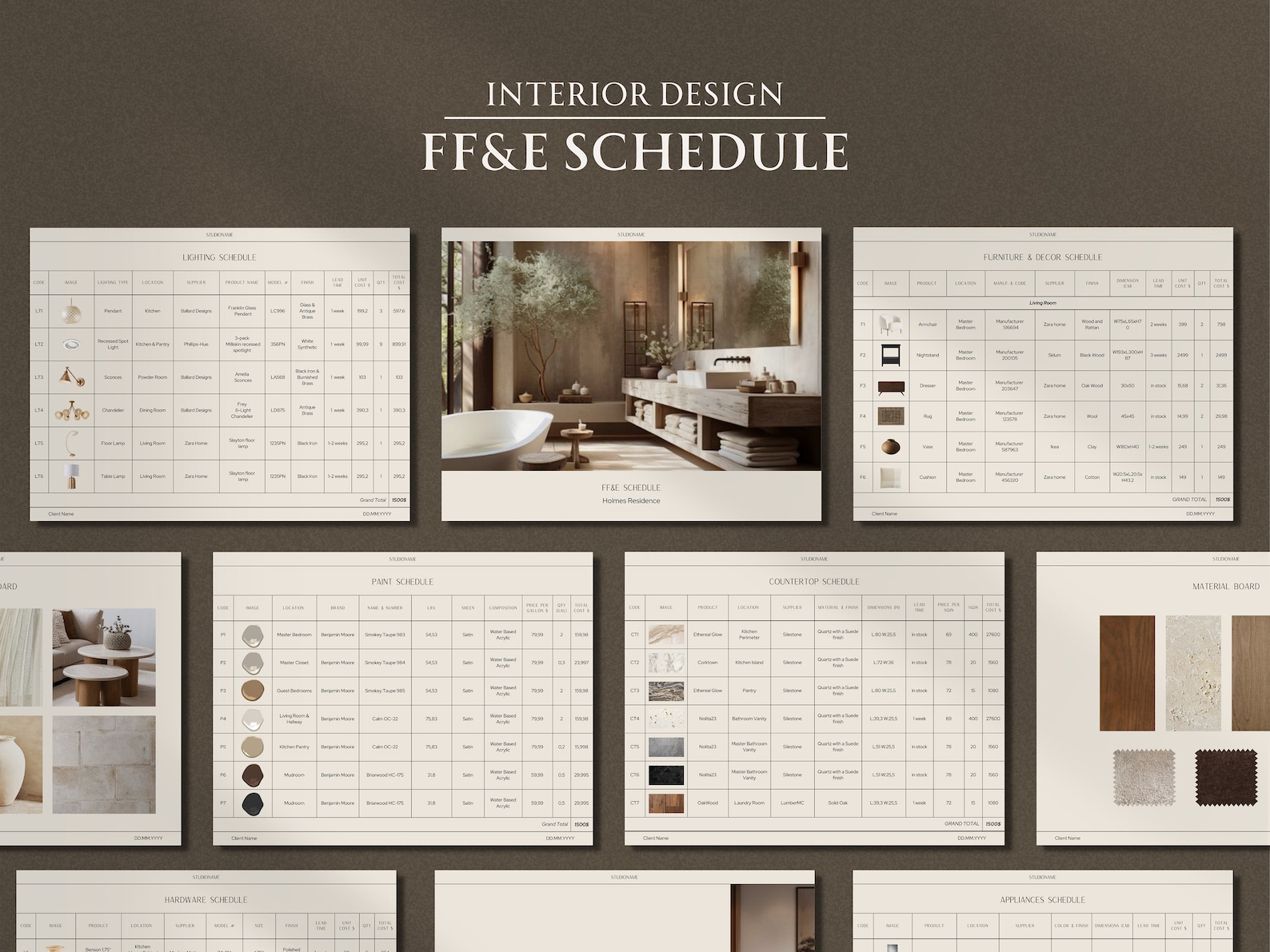 FF&E Schedule Interior Design Furniture, Fixtures and Finishes Schedule ...