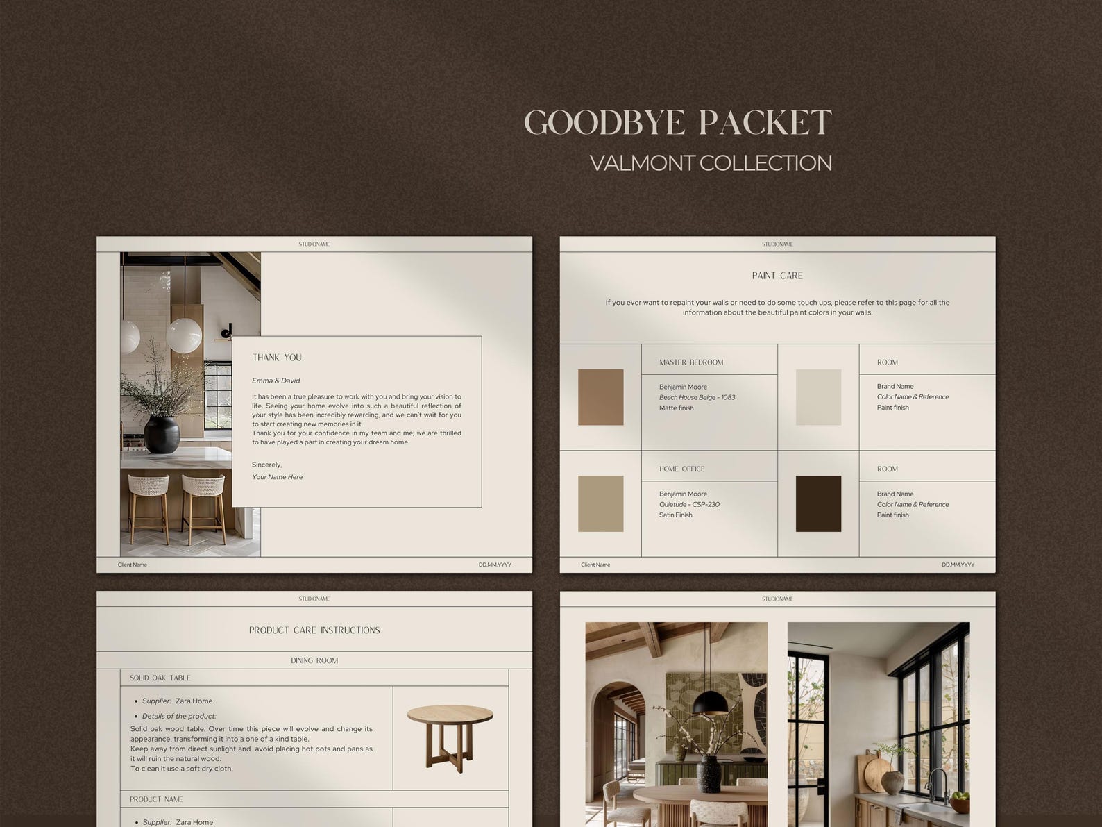 Interior Design Goodbye Packet Template | Interior Design Client ...