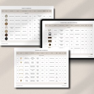 FF&E Schedule Excel, Canva and Sheets Furniture, Fixture and Finishes ...