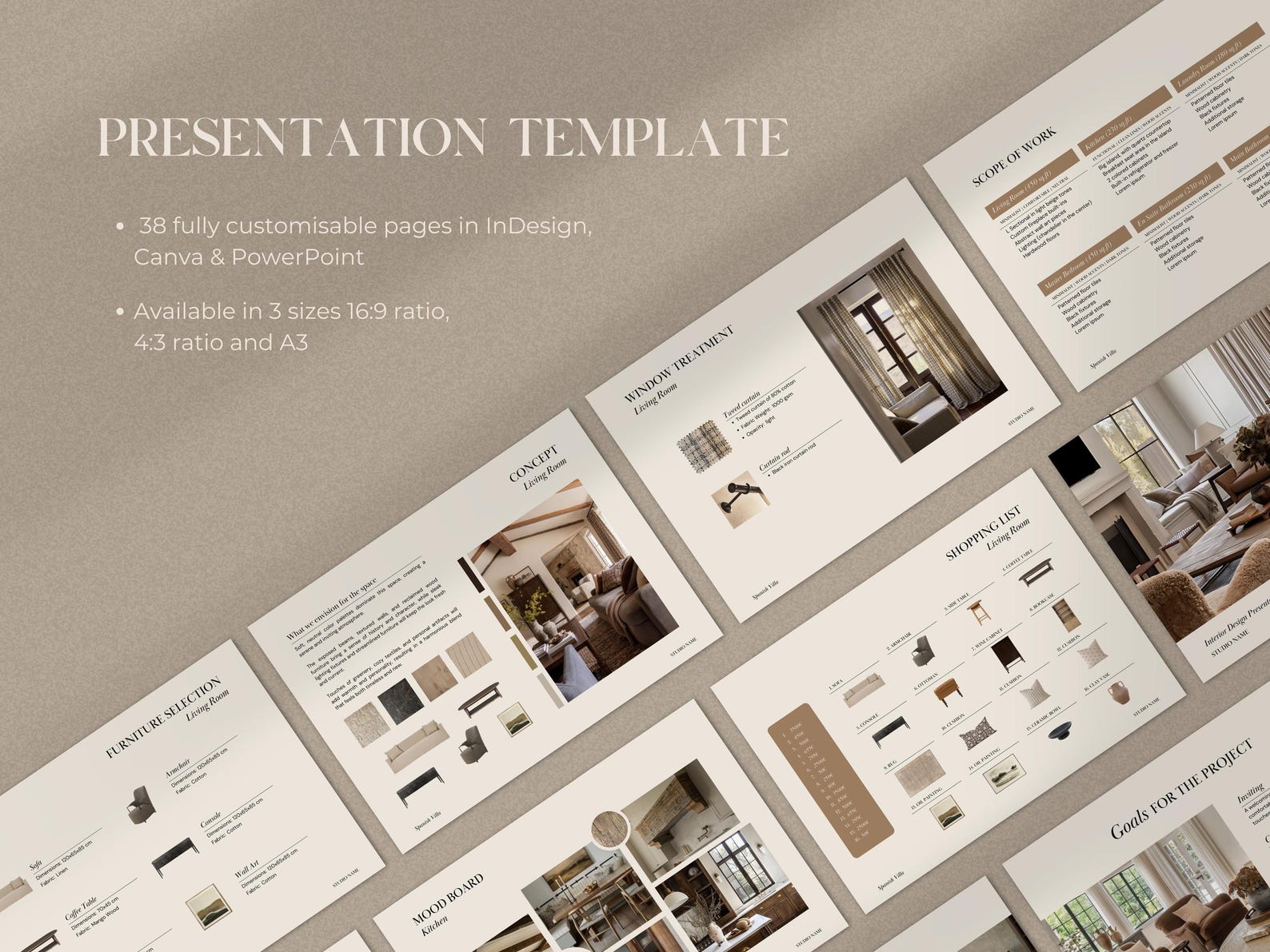 Interior Design Presentation Template and FF&E Schedule Bundle ...