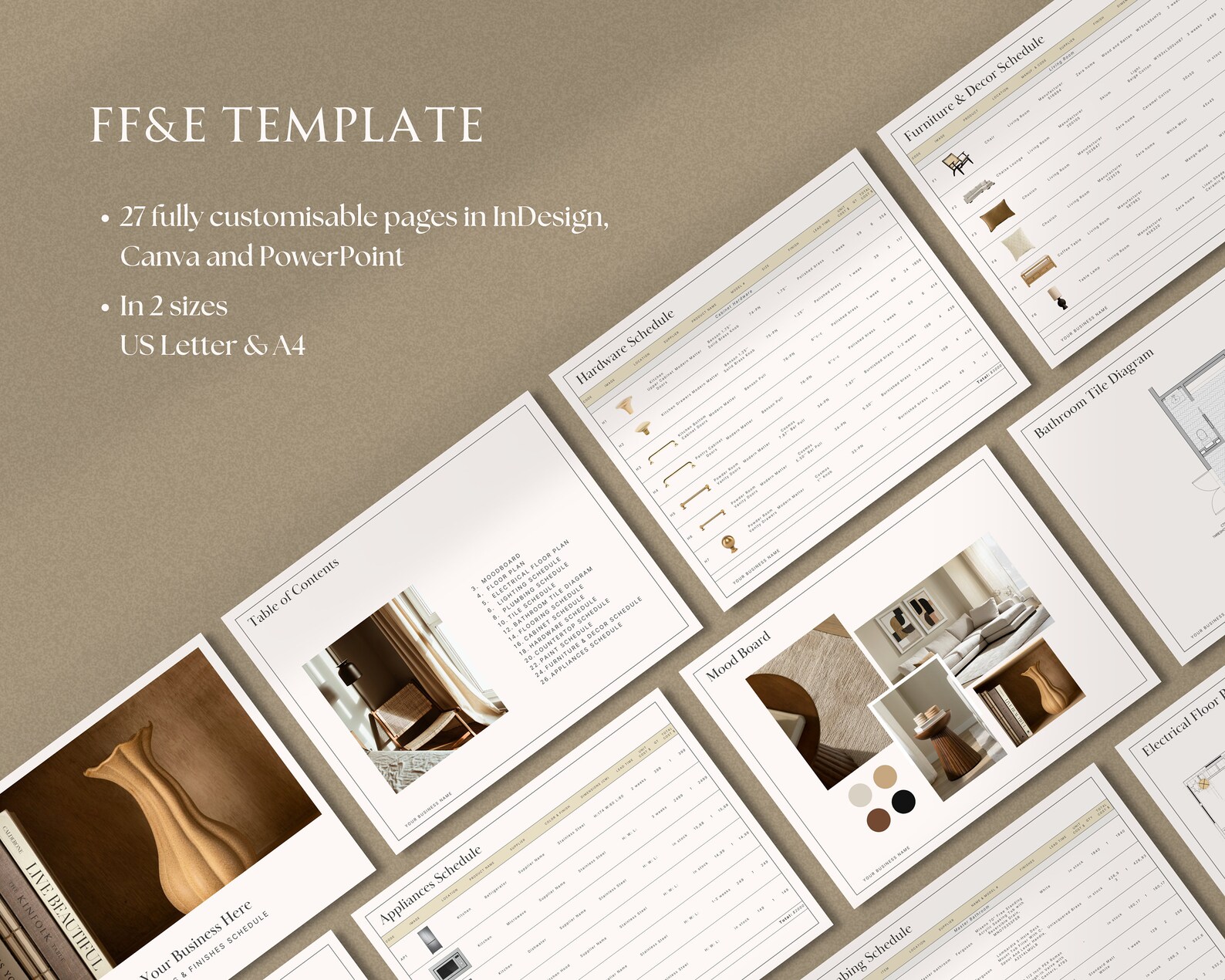 Interior Design Client Presentation and FF&E Schedule Bundle | Interior ...