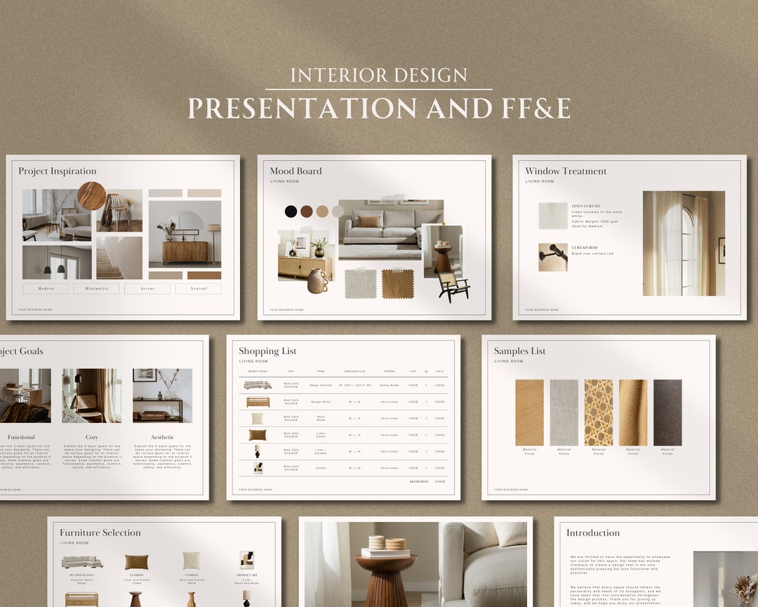 Interior Design Client Presentation and FF&E Schedule Bundle | Interior ...