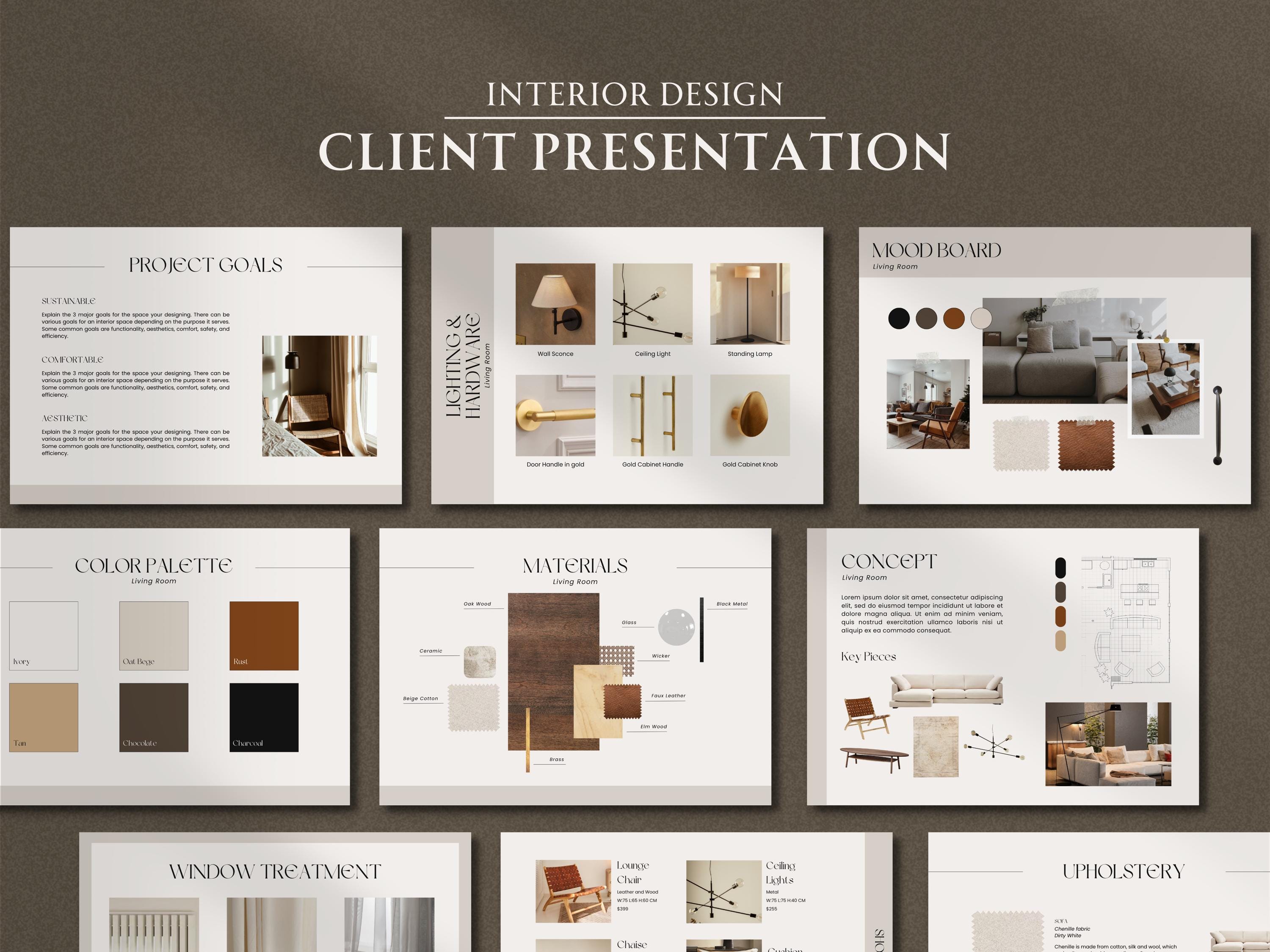 Presentación de diseño de interiores / Plantilla de proyecto de diseño ...