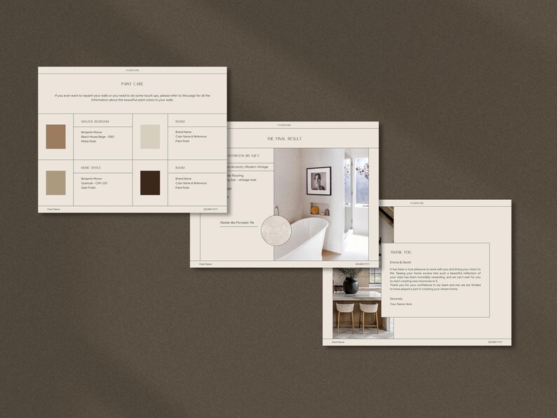 Interior Design Goodbye Packet Template Interior Design Client Handover ...