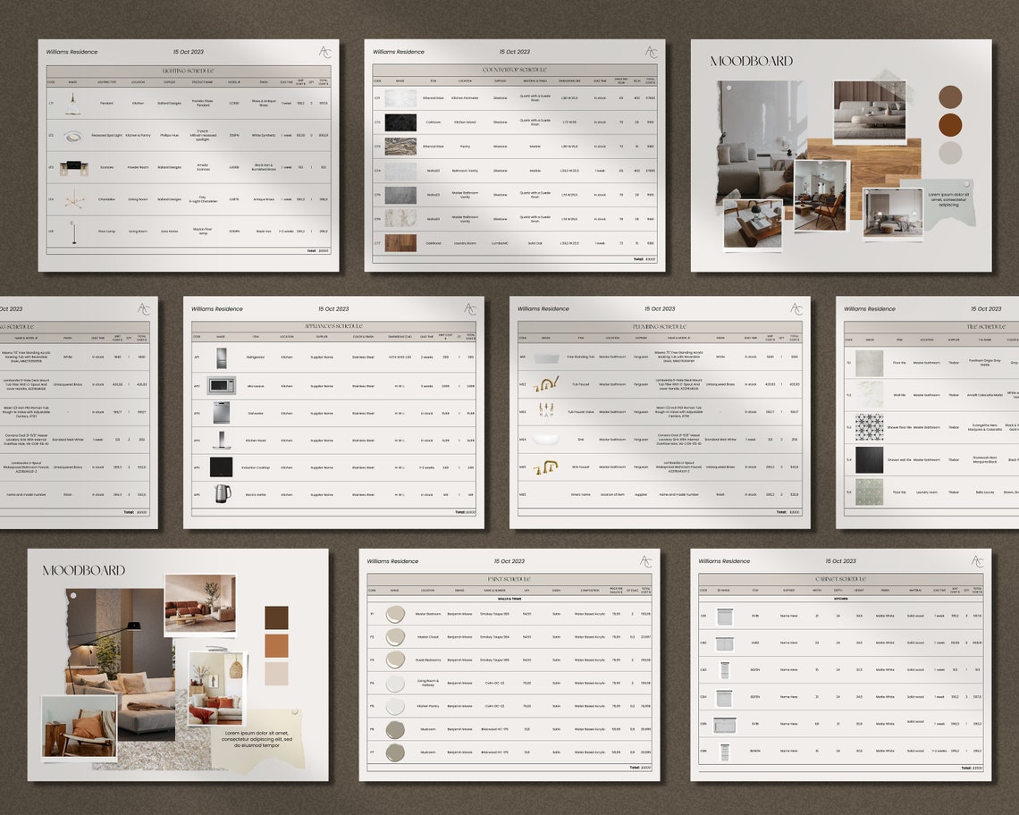 Interior Design Bundle Interior Design Proposal Interior Design Client Presentation Furniture ...