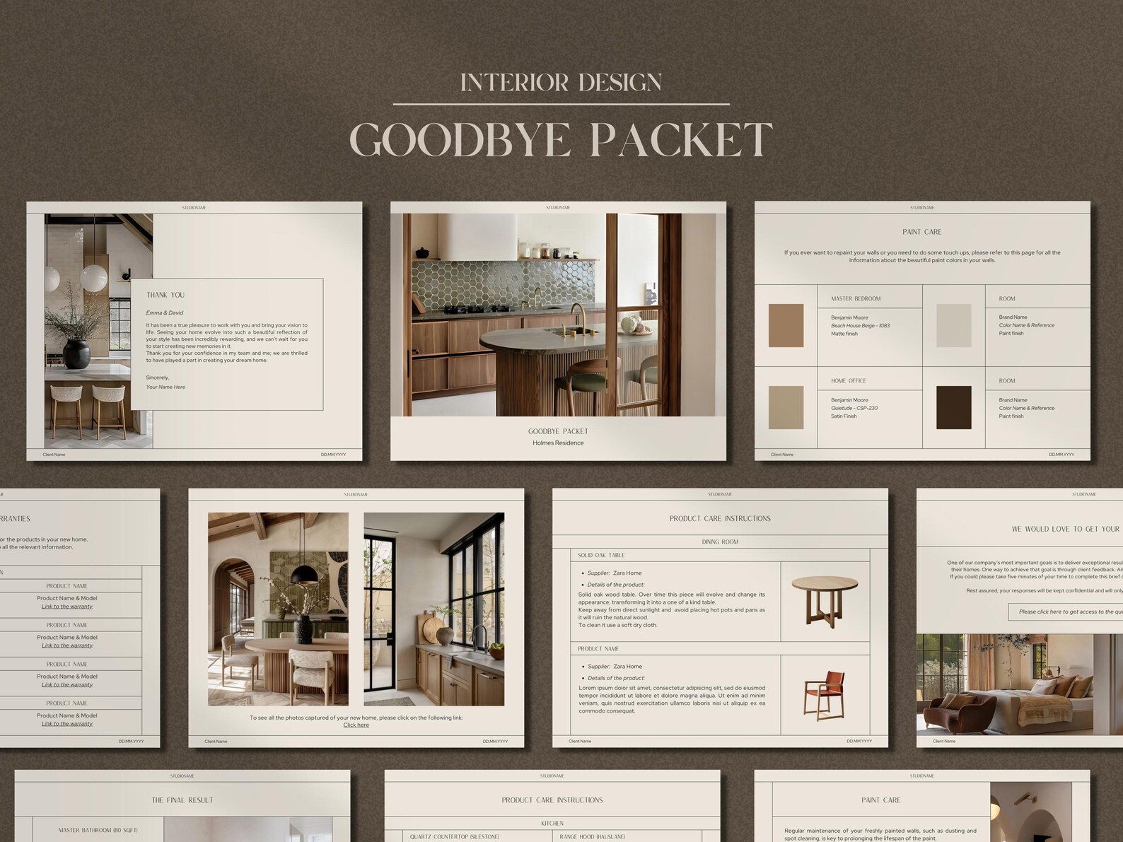 Interior Design Goodbye Packet Template | Interior Design Client ...