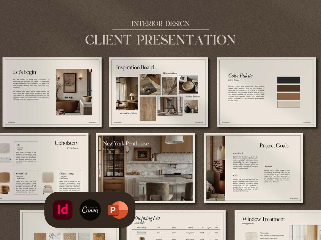 Interior Design Presentation Template | Interior Design Project Template | Client Presentation ...