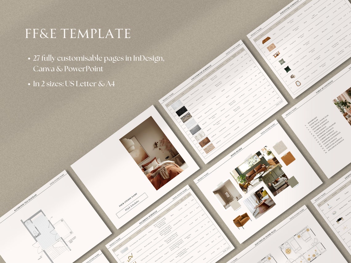 Interior Design Client Presentation and FF&E Schedule Bundle Interior ...