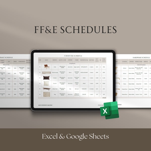 Excel Template Interior Design - Etsy