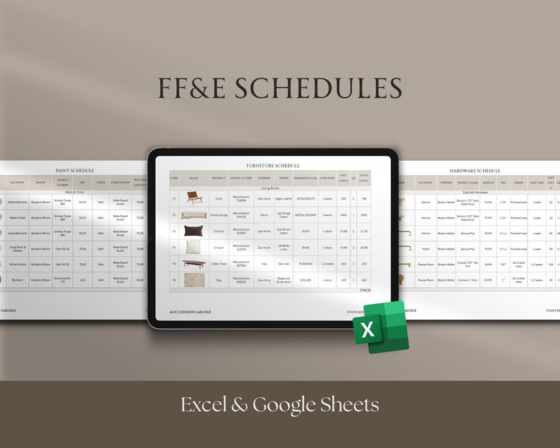 Furniture Fixture and Finishes Schedule Interior Design - Etsy Australia