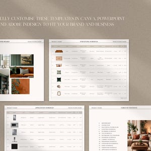 Interior Design Furniture, Finishes and Fixtures Schedule Template for Interior Designers ...