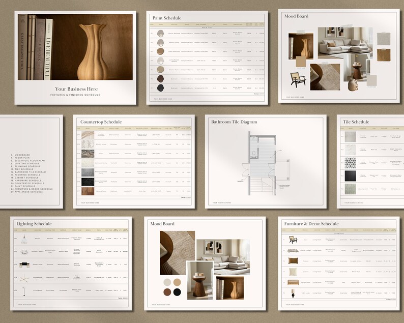 Interior Design Client Presentation and FF&E Schedule Bundle | Interior ...