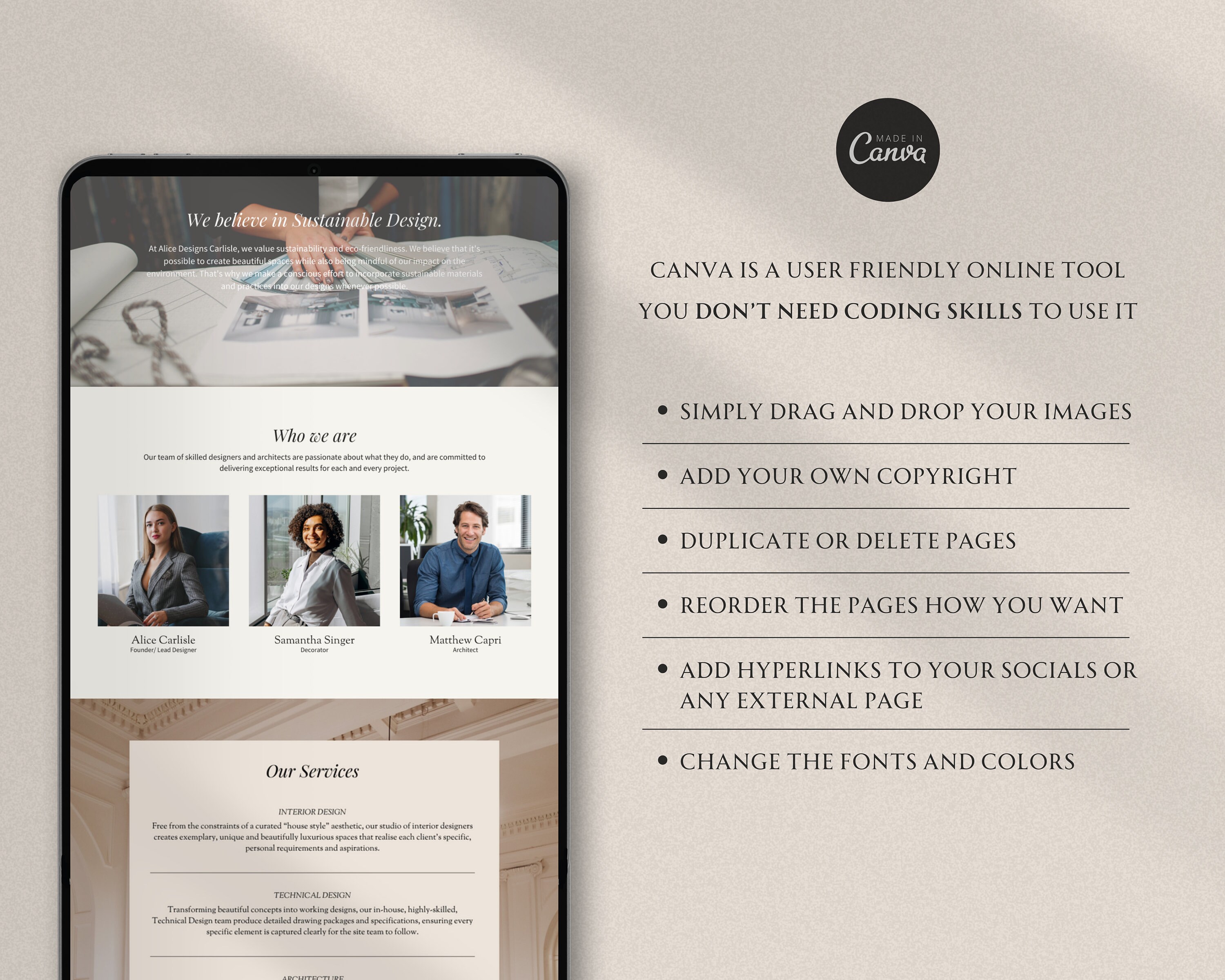 Interior Design Website Template Canva Website for Interior Designers Canva Website Template - Etsy