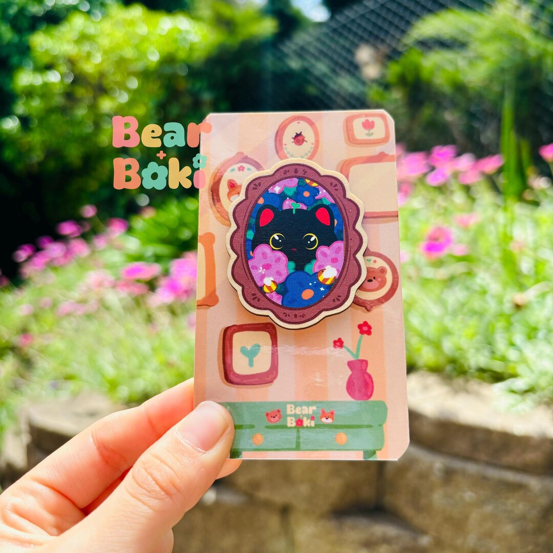 Cute Black Cat Wooden Pin, Cute Art, Cute Pin, Lover Gift, Cute Gift ...