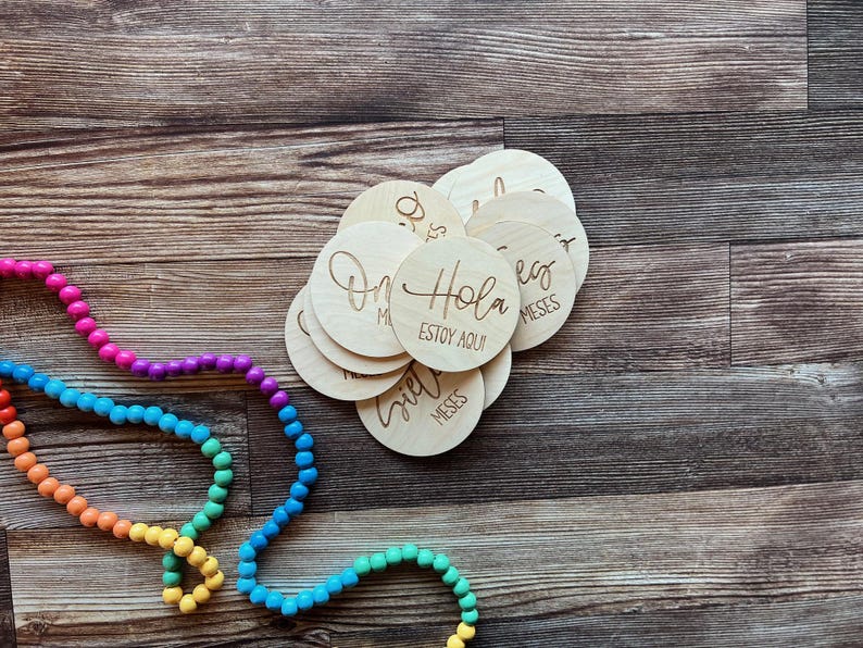 Spanish Baby Monthly Milestone Discs, Baby Milestone Marker, First Year ...