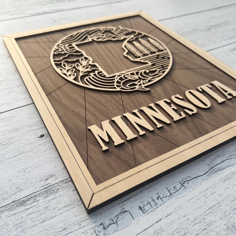 State of Minnesota Wall Hanging, Minnesota Wood Decor, Cabin Decor ...