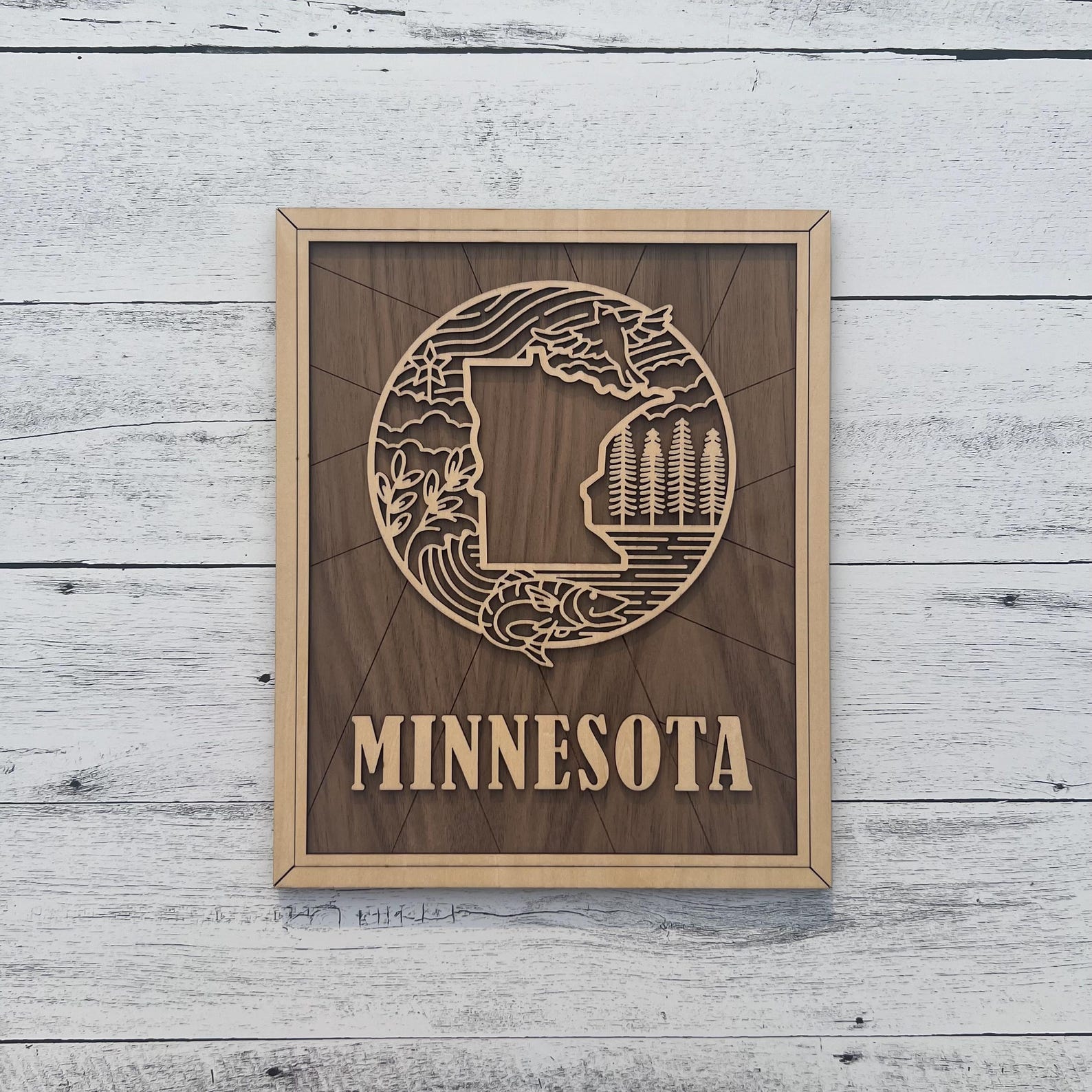 State of Minnesota Wall Hanging, Minnesota Wood Decor, Cabin Decor ...