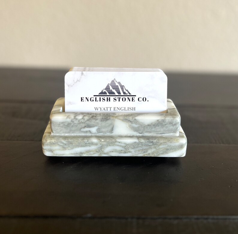 Arabescato Corchia Marble Business Card Holder - Etsy