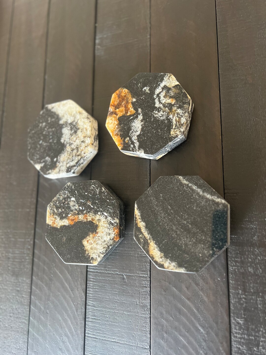 Black Taurus Granite Octagon Coasters - Etsy