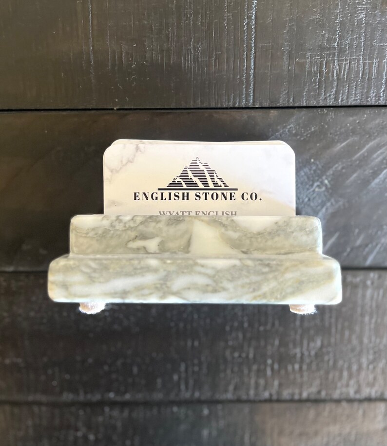 Arabescato Corchia Marble Business Card Holder - Etsy