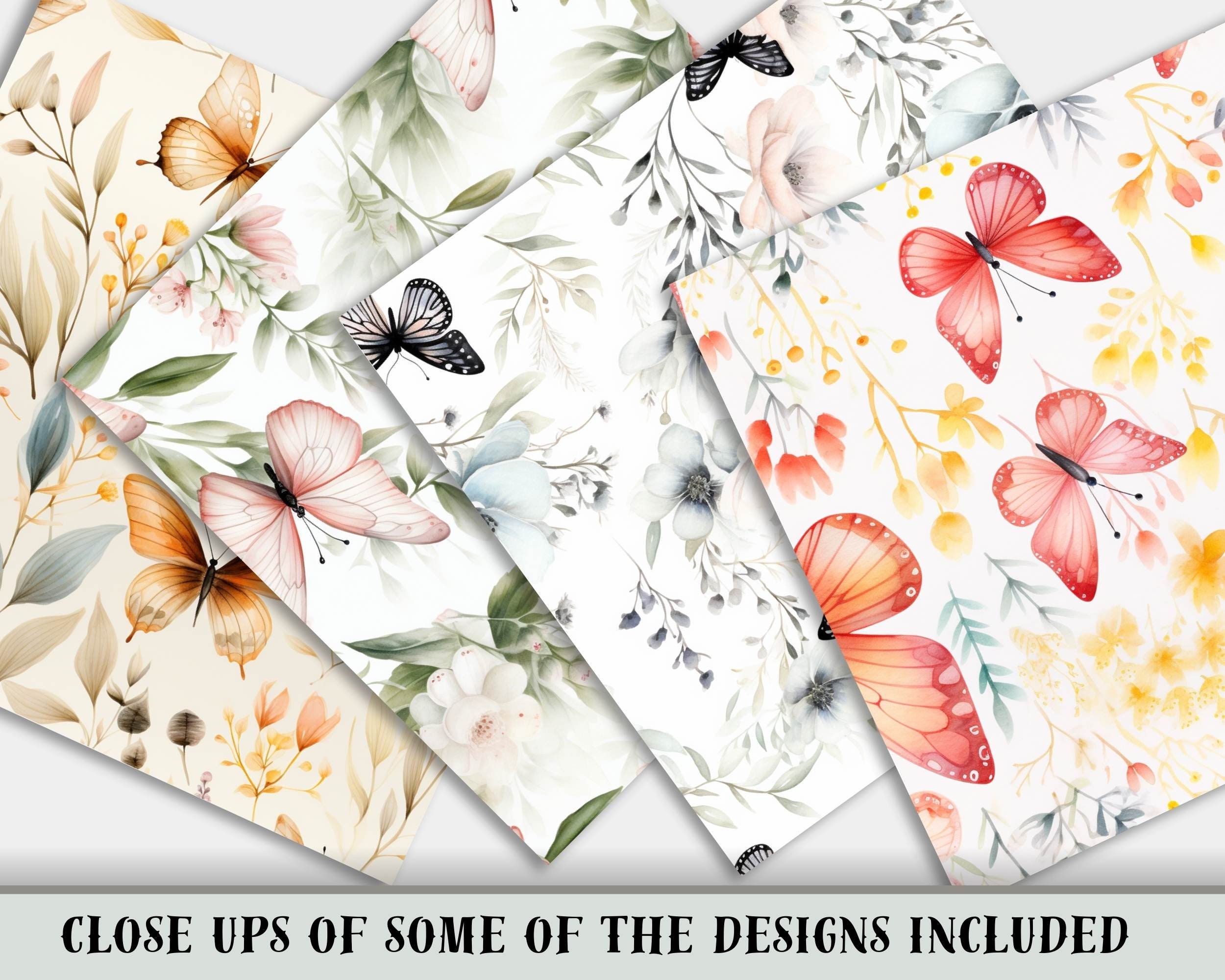 Watercolor Butterflies Digital Paper Pack, Butterfly Paper, Flower Clip ...