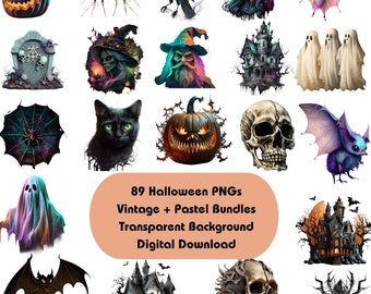 Halloween Clipart PNG Bundle 64 PNG TRANSPARENT Background, Commercial ...