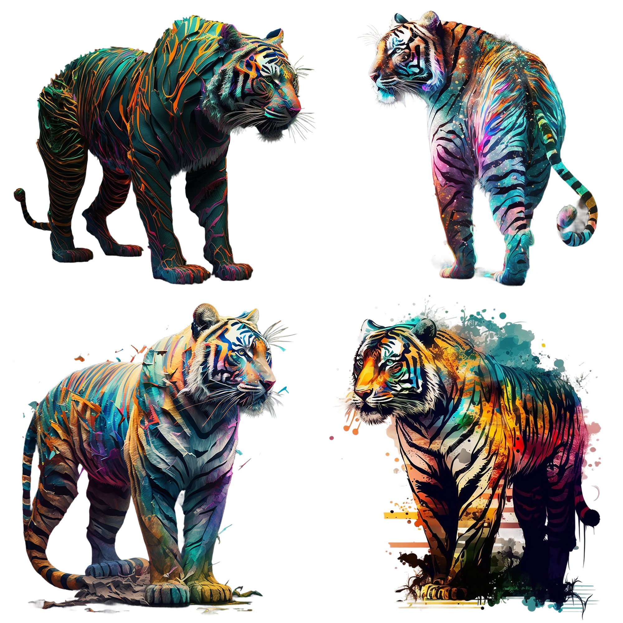 Tigers Clipart Png Bundle 25 PNG Multicolor Tigers, Transparent ...