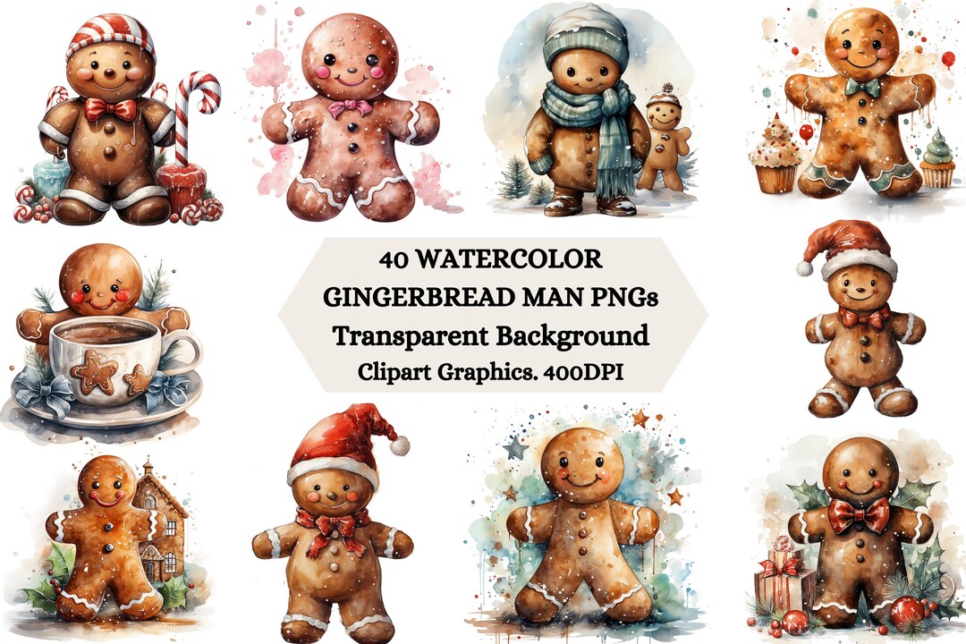 40 Gingerbread PNG, Christmas Clipart, Winter Clipart, Holiday Clipart ...