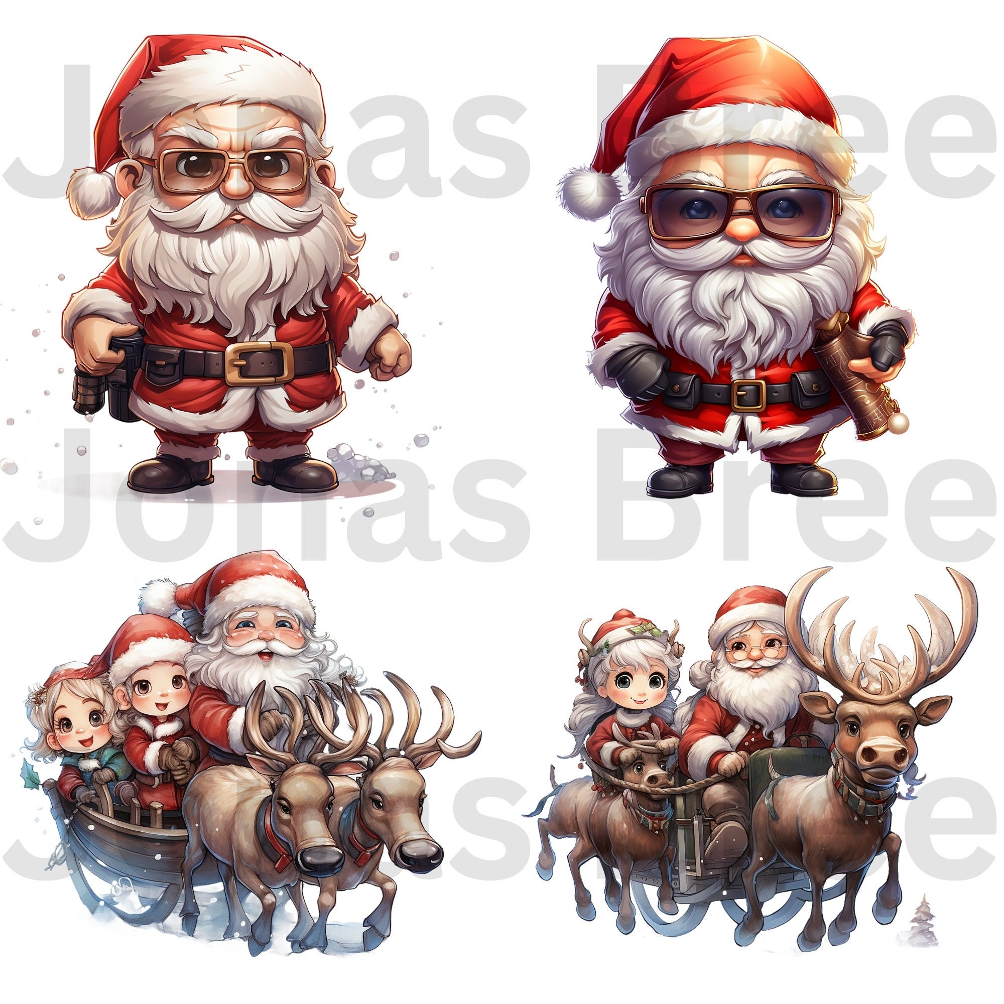 Cute Santa Clipart: CHIBI Santa Claus Art for Christmas Crafts and ...