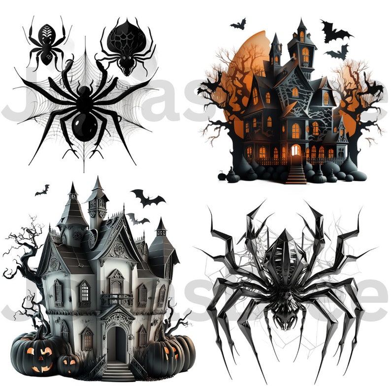 Halloween Clipart PNG Bundle 64 PNG TRANSPARENT Background, Commercial ...
