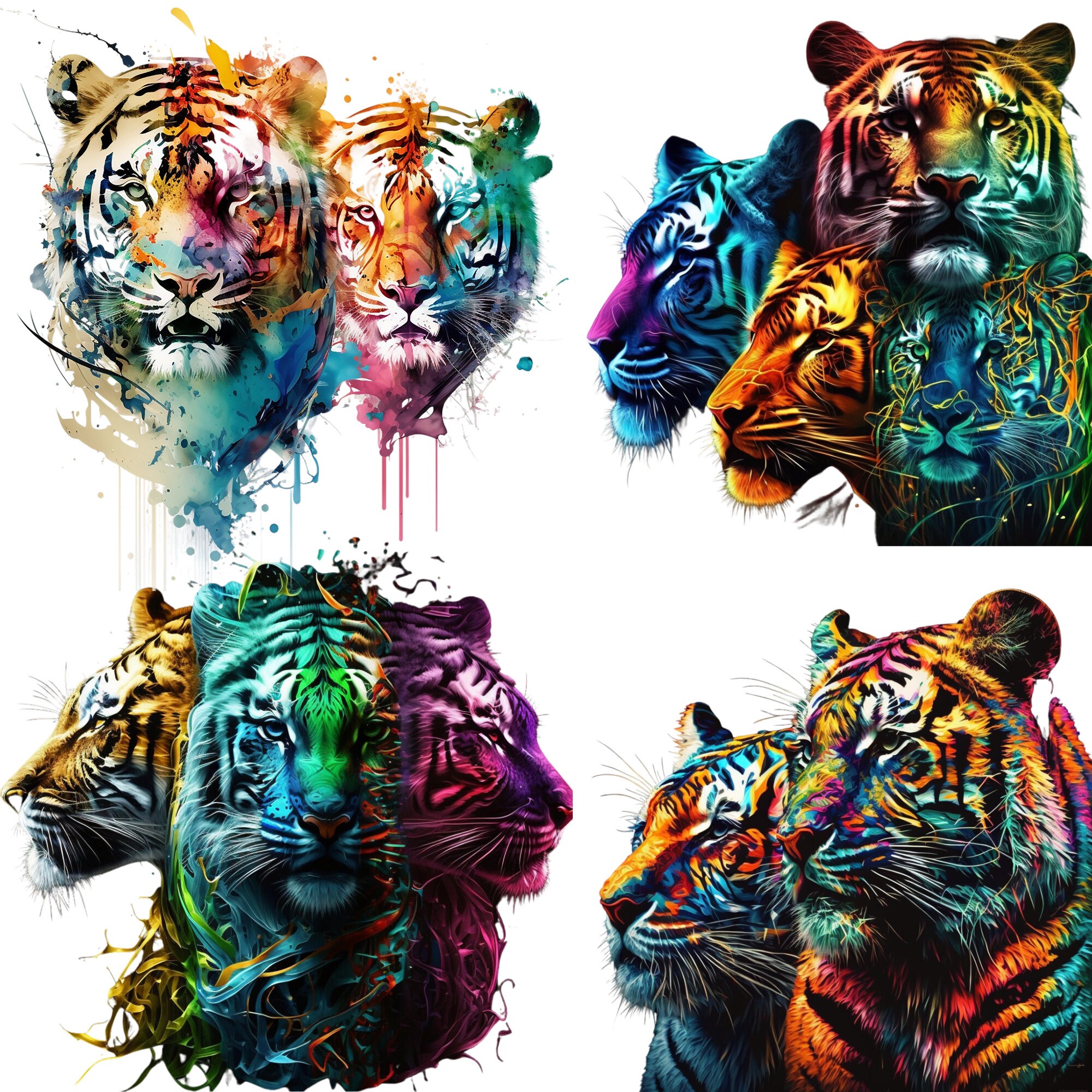 Tigers Clipart Png Bundle 25 PNG Multicolor Tigers, Transparent ...
