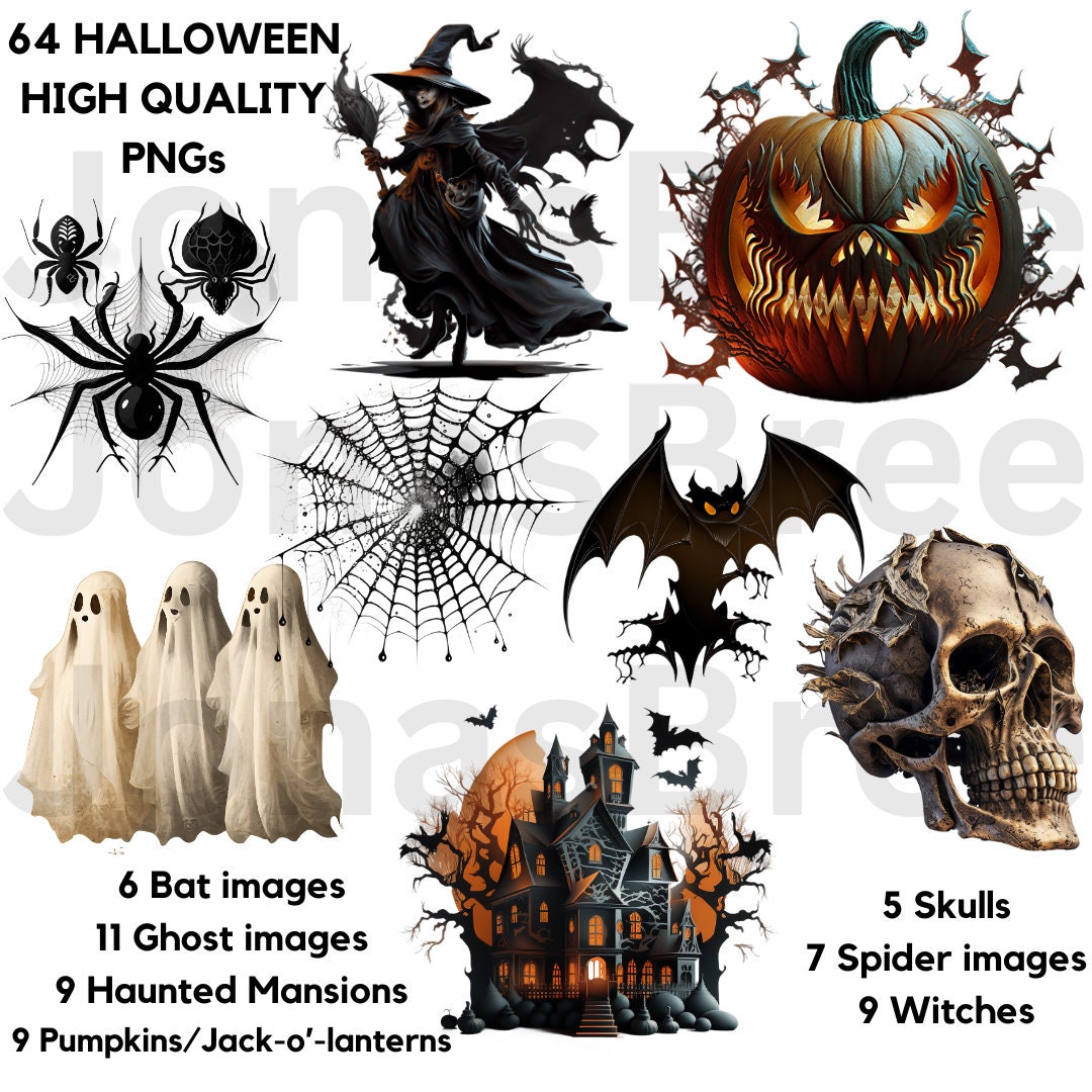 Halloween Clipart PNG Bundle - 64 PNG TRANSPARENT Background ...
