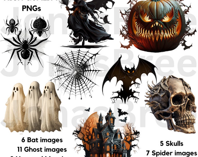 20 Halloween Clipart Bundle, Watercolor, Transparent Background PNG ...