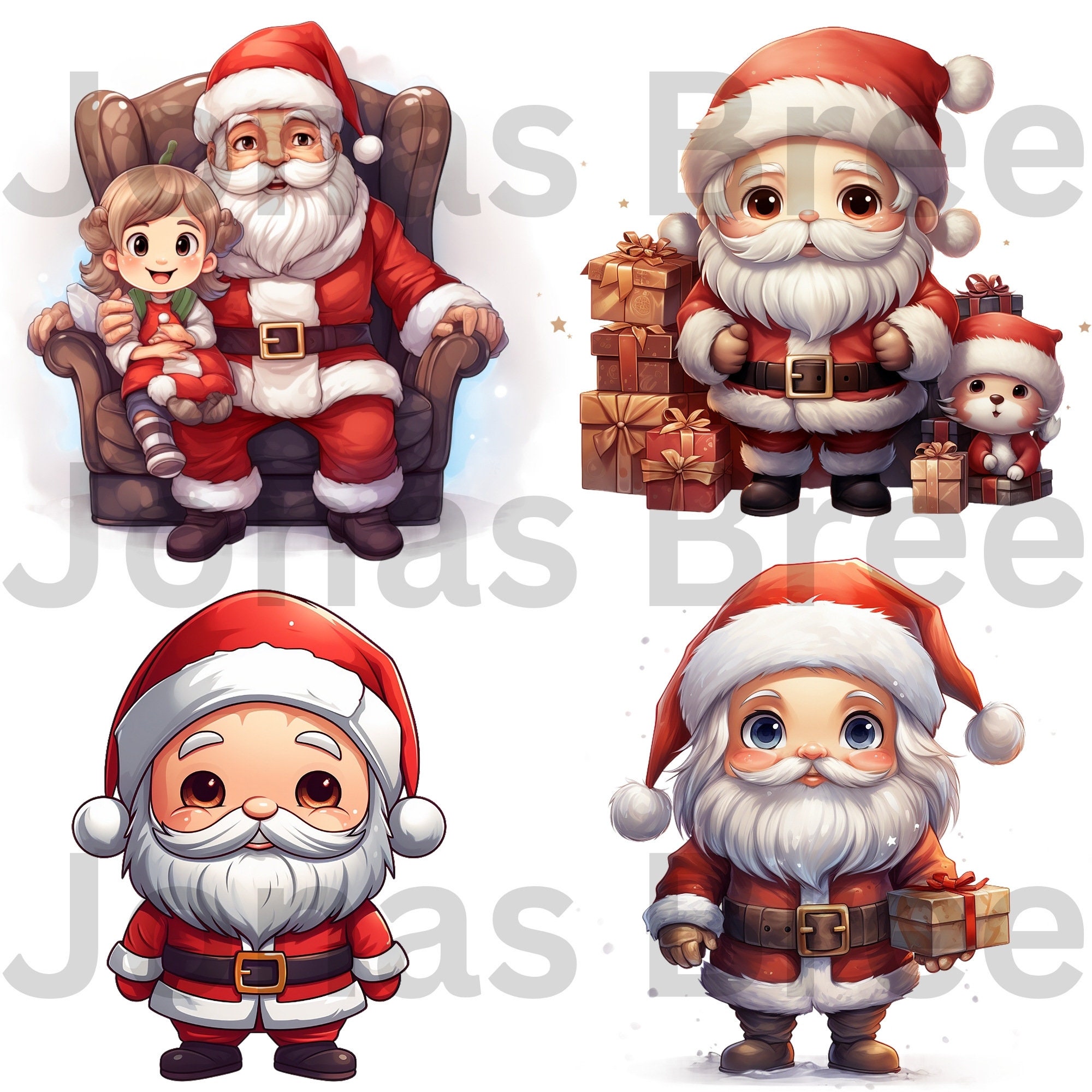 Cute Santa Clipart: CHIBI Santa Claus Art for Christmas Crafts and ...