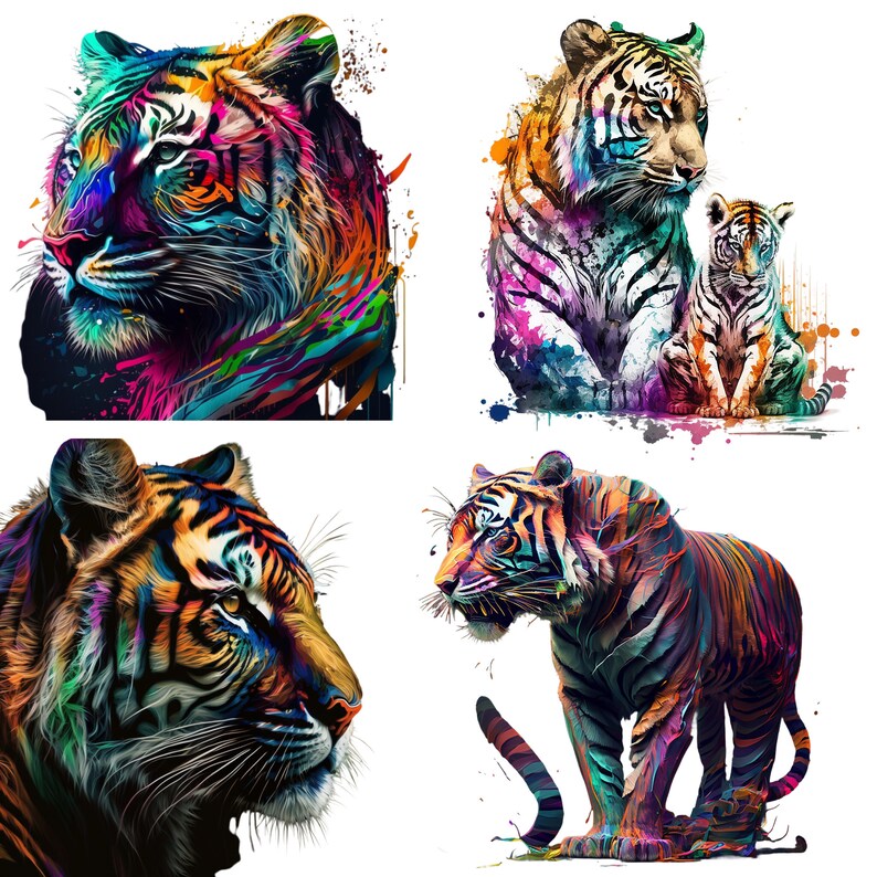Tigers Clipart Png Bundle 25 PNG Multicolor Tigers, Transparent ...