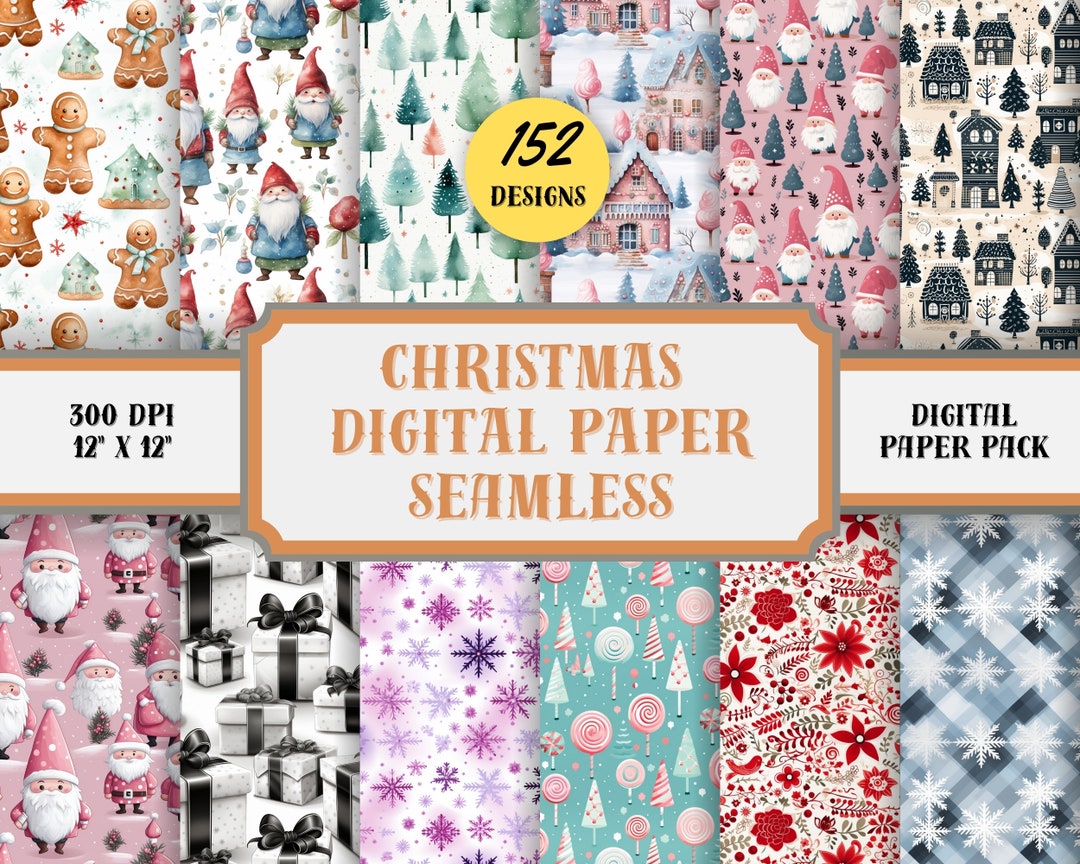 Christmas Digital Paper Mega Bundle - 150+ Digital Papers, Christmas ...