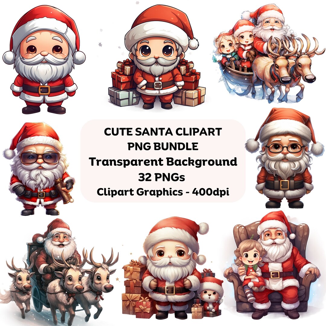 Cute Santa Clipart: CHIBI Santa Claus Art for Christmas Crafts and ...