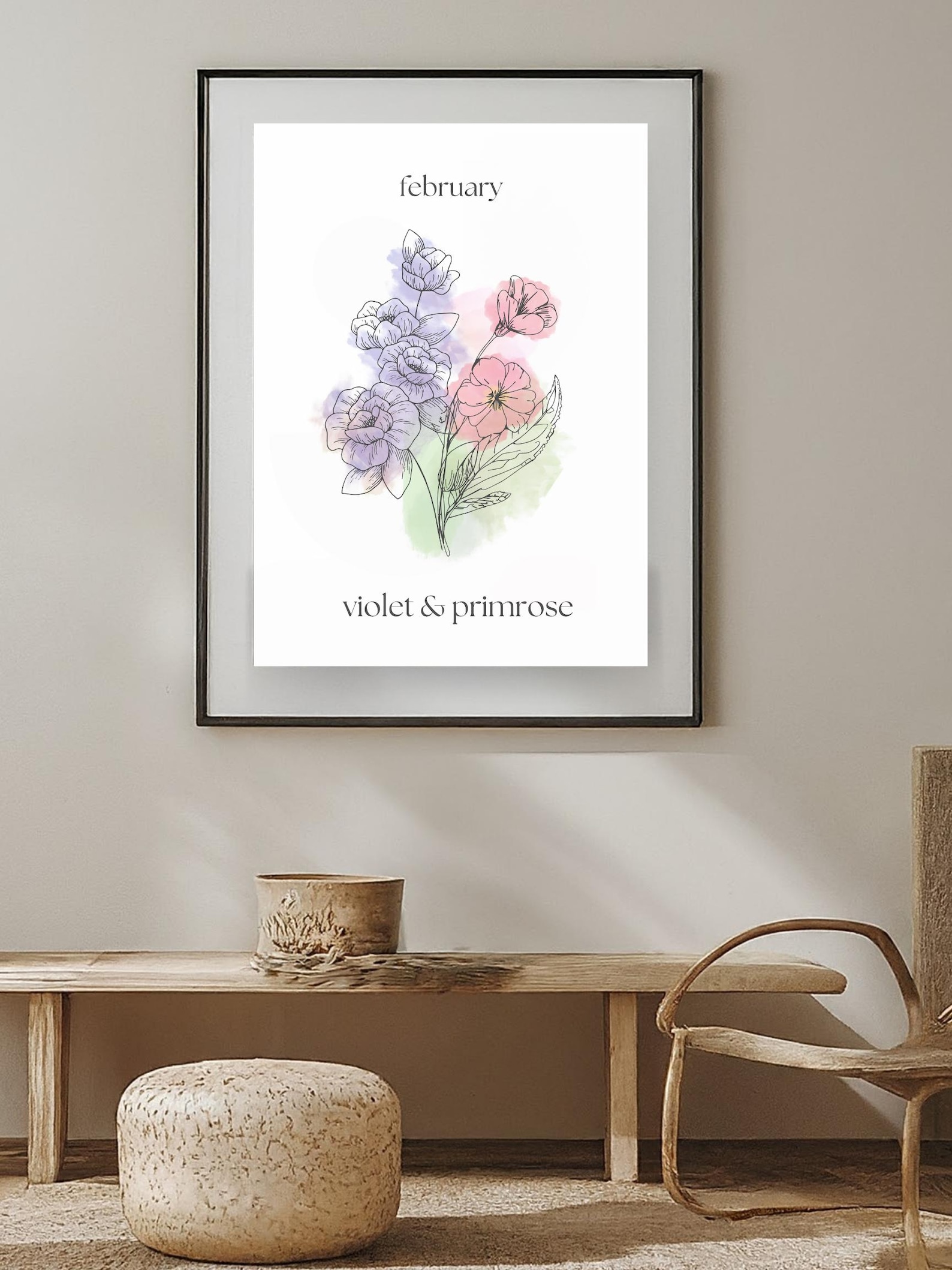 February Birth Flower Decoration Wall Art |february Birth Month Wall ...