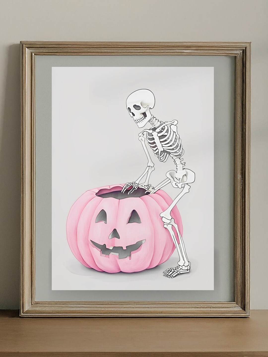 Skeleton and Pumpkin Pastel Skeleton Decor Pumpkin Digital Wall Art ...