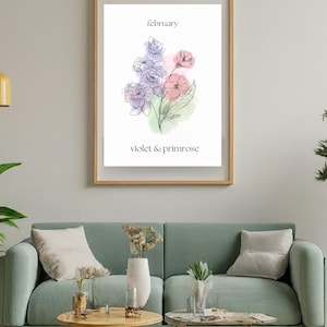 February Birth Flower Decoration Wall Art |february Birth Month Wall ...